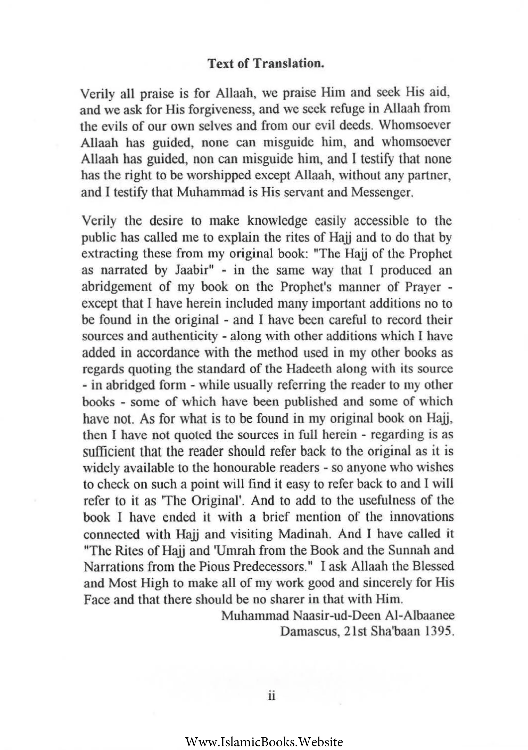 The Rites of Hajj & Umrah - 1998 - by Muhammad Nasiruddin al-Albani | PDF
