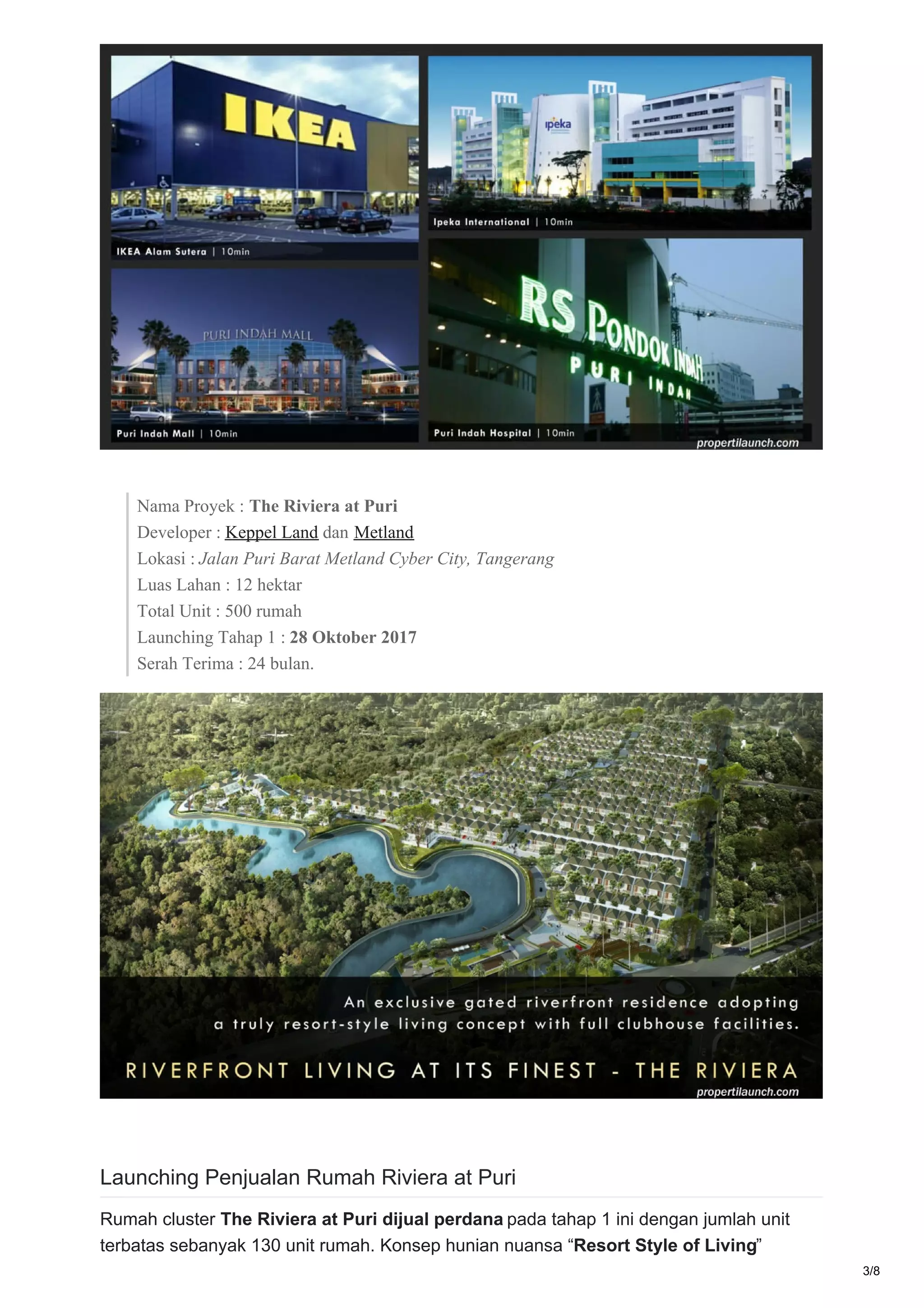 The Riviera Puri, Rumah Mewah Baru di Metland Cyber City | PDF