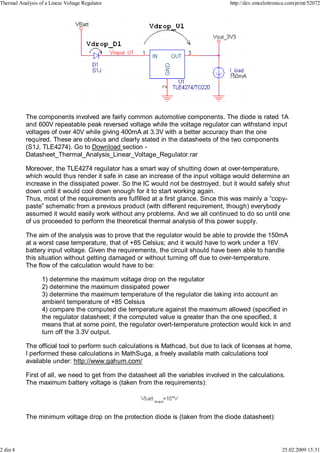 Thermal Analysis of a Linear Voltage Regulator | PDF
