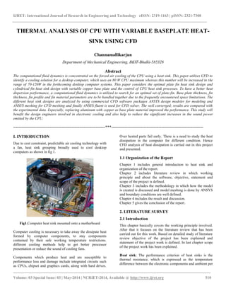 Thermal analysis of cpu with variable baseplate heat sink using cfd | PDF