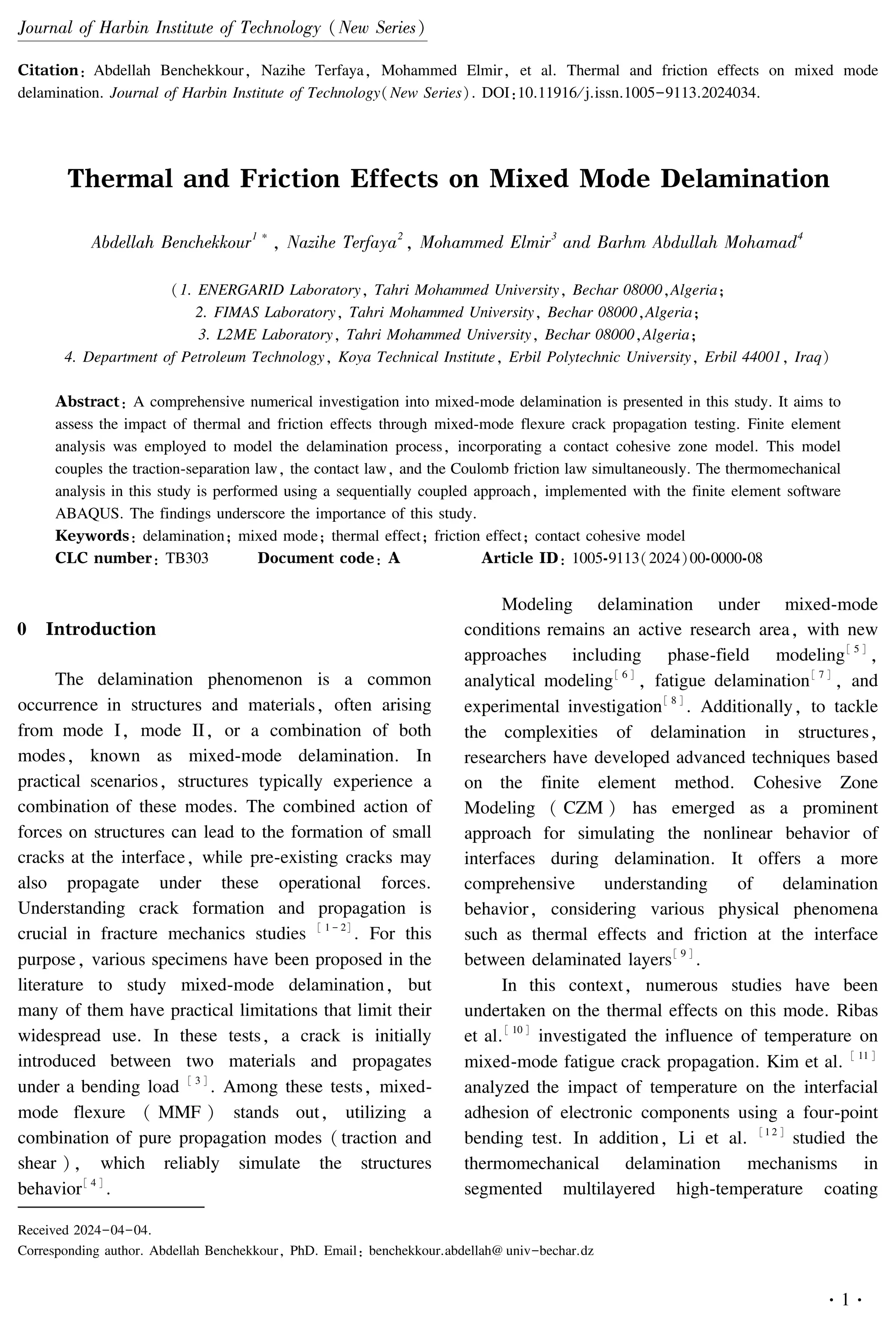 Thermal and Friction Effects on Mixed Mode Delamination | PDF