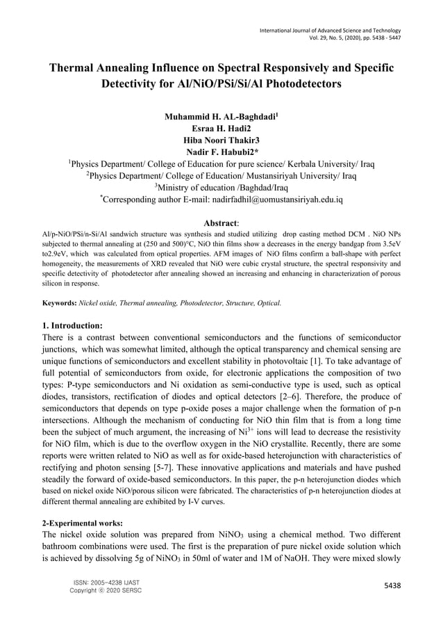 Thermal annealing influence on spectral responsivity and specific ...