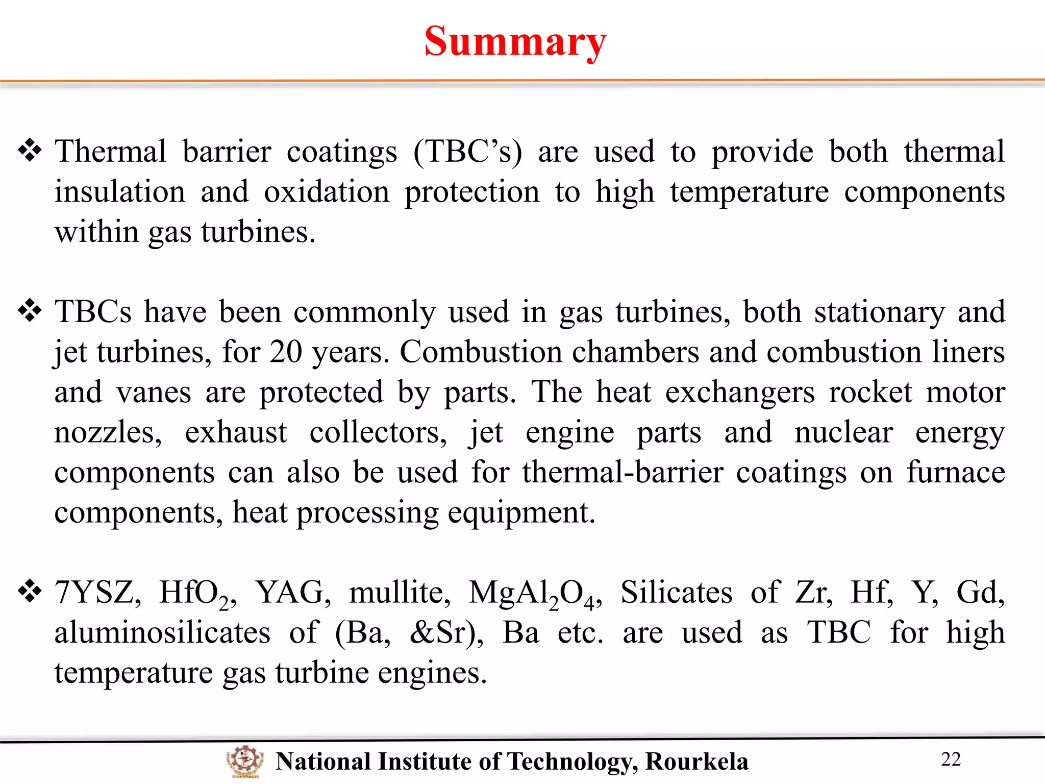 Thermal Barrier Coating For Gas Turbine Engines | PPTX