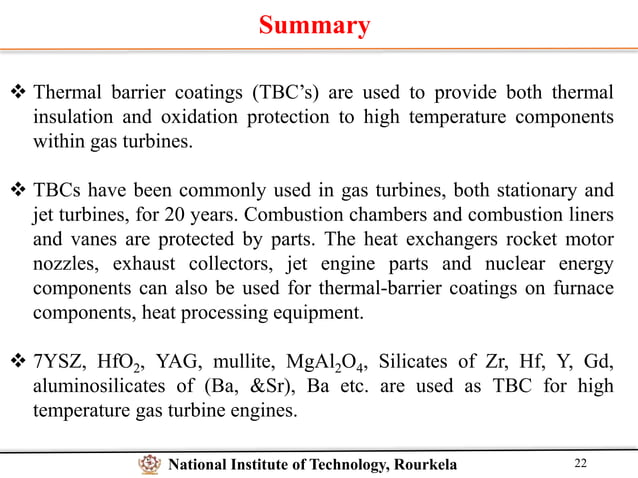 Thermal Barrier Coating For Gas Turbine Engines | PPTX | Chemistry | Science