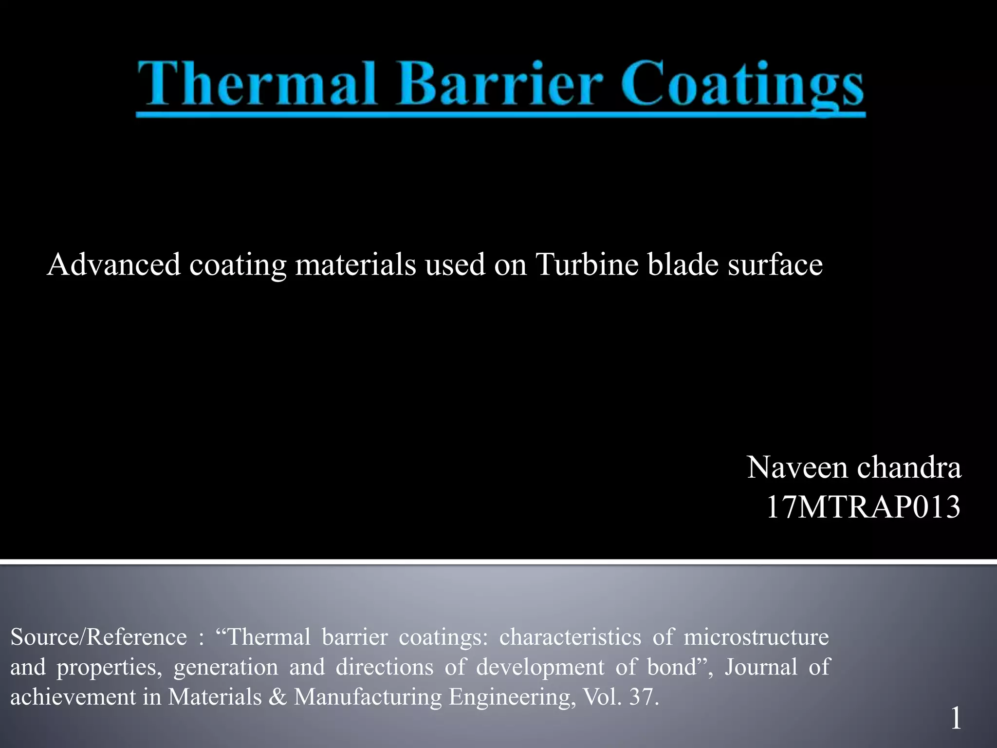 Thermal barrier coatings (TBC) | PPT