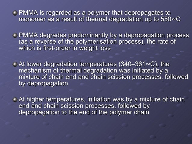 Thermal Degradation of PMMA | PPT | Chemistry | Science