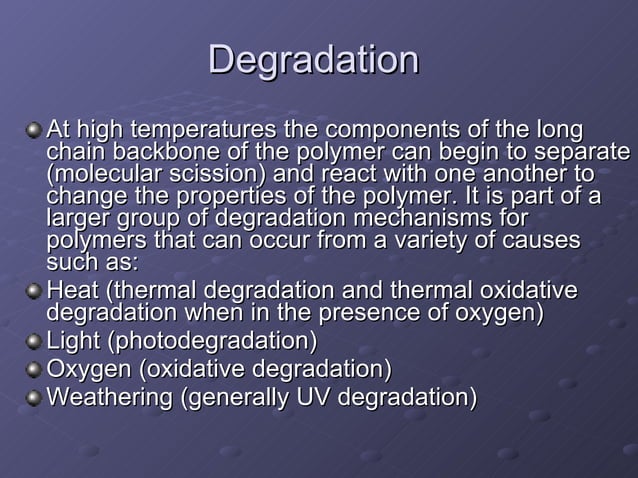 Thermal Degradation of PMMA | PPT | Chemistry | Science
