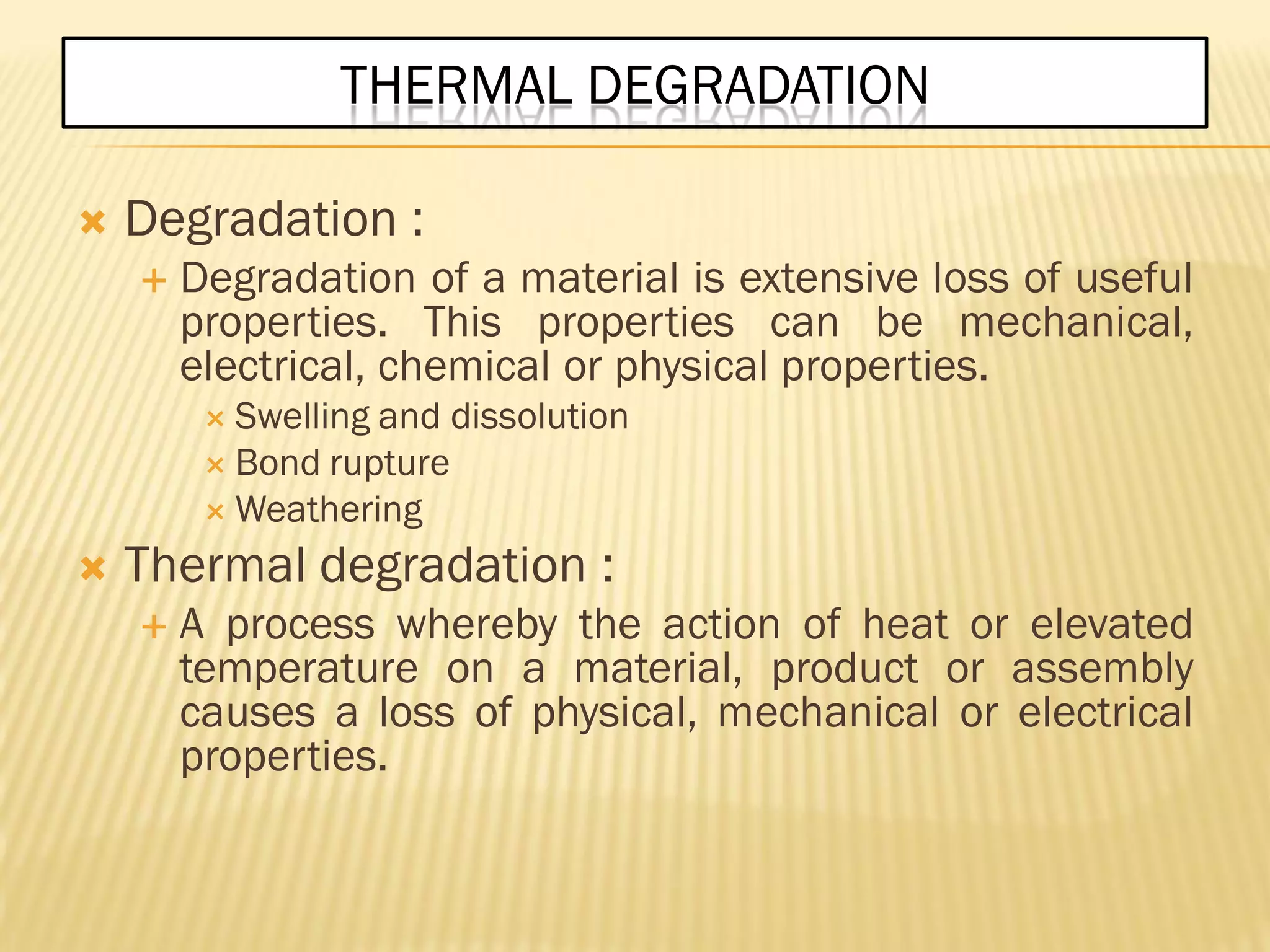 Thermal degradation ppt of polymers | PDF