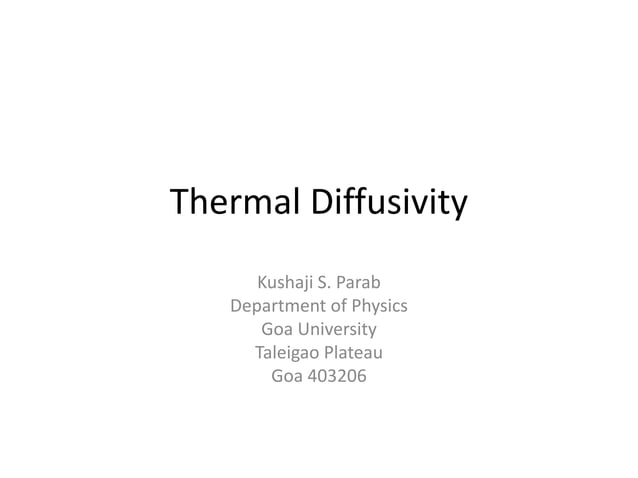 Thermal diffusivity | PDF | Physics | Science