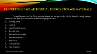 Thermal energy storage materials and systems for solar energy ...