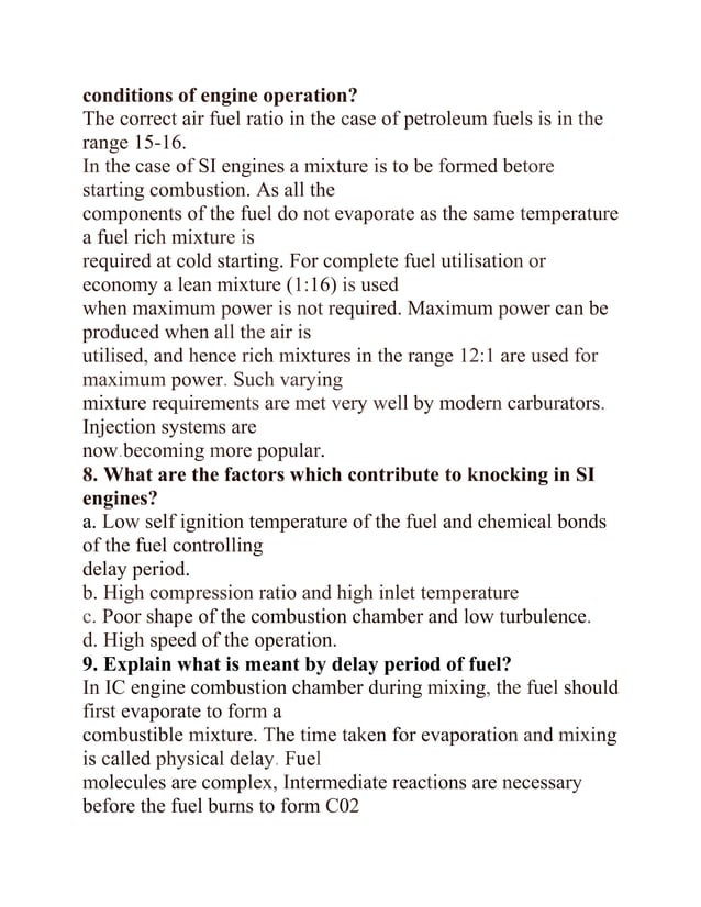 Thermal engineering 2 marks | DOCX | Chemistry | Science