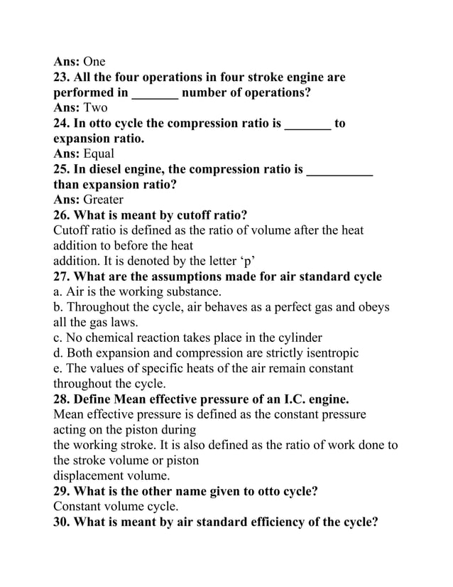 Thermal engineering 2 marks | DOCX | Chemistry | Science