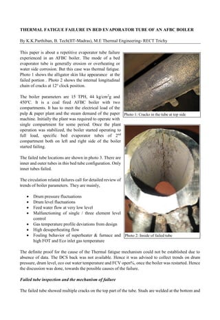 Thermal fatigue failure in a FBC boiler | PDF