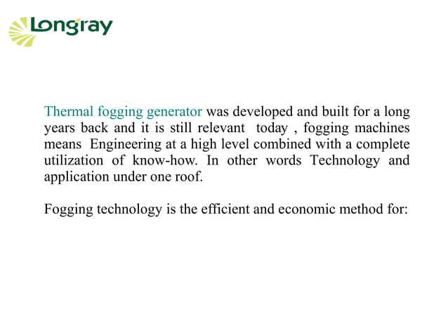 Thermal fogging technology | PPT | Weather | Science