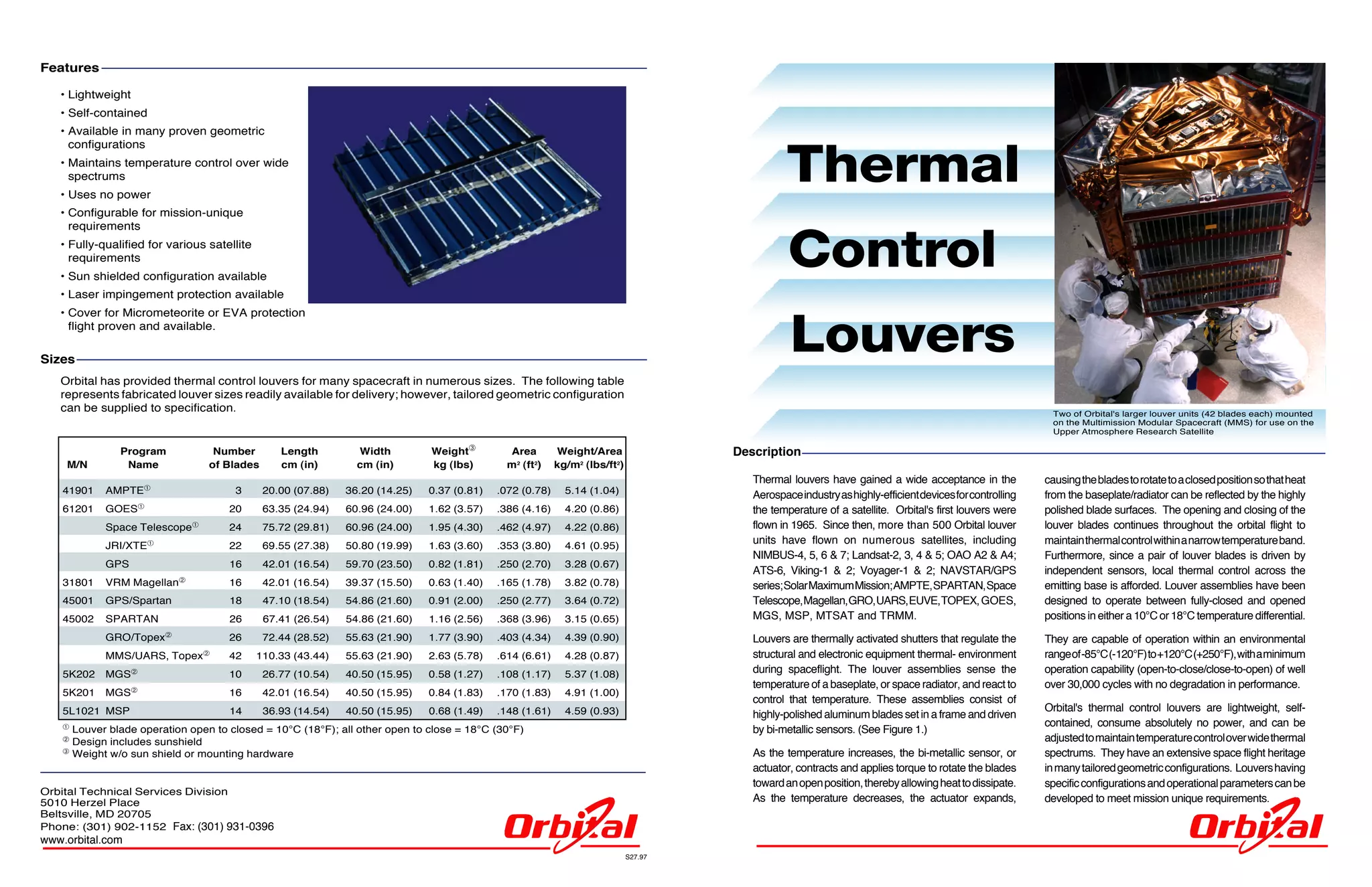 Thermal louvers brochure - Orbital Company | PDF