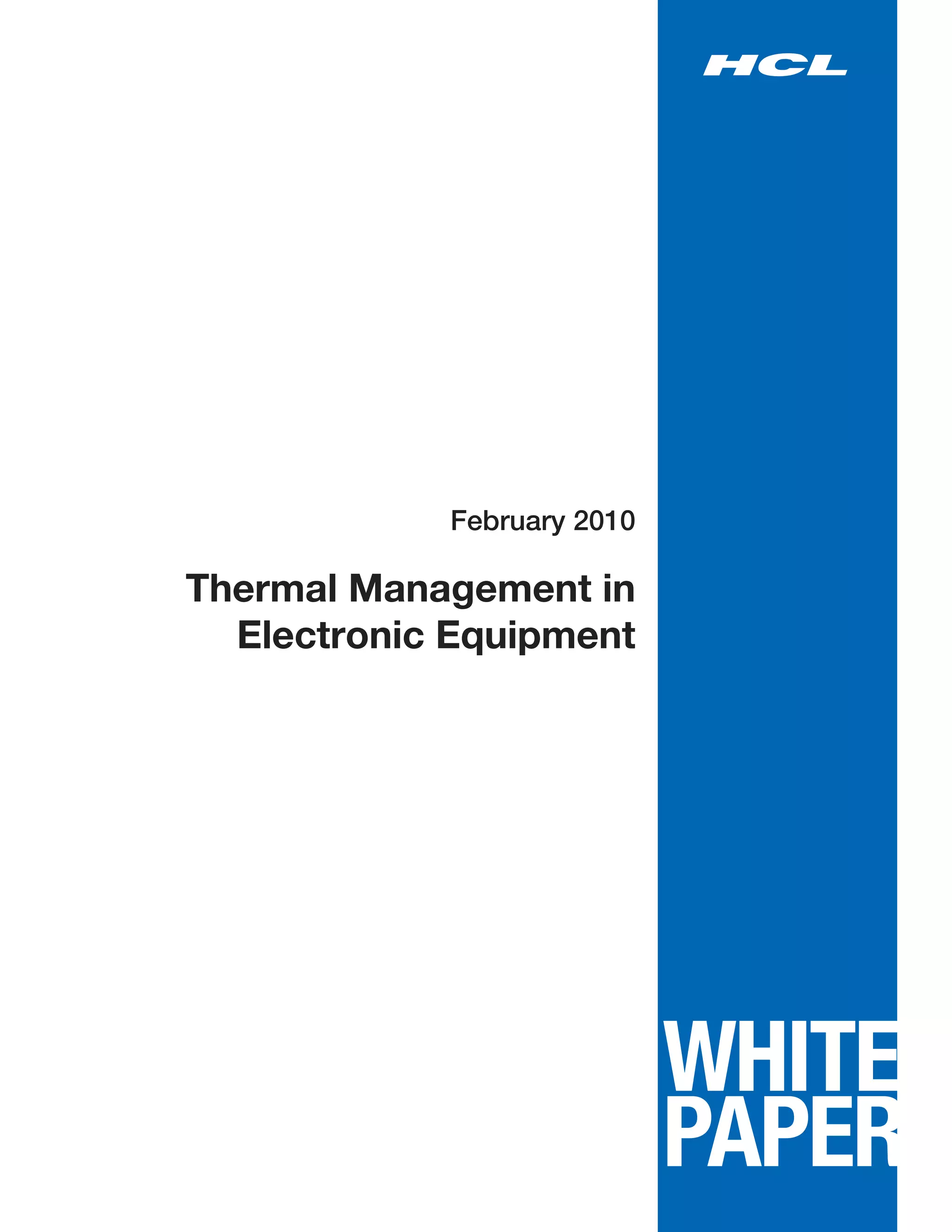HCLT Whitepaper: Thermal Management in Electronic Equipment | PDF