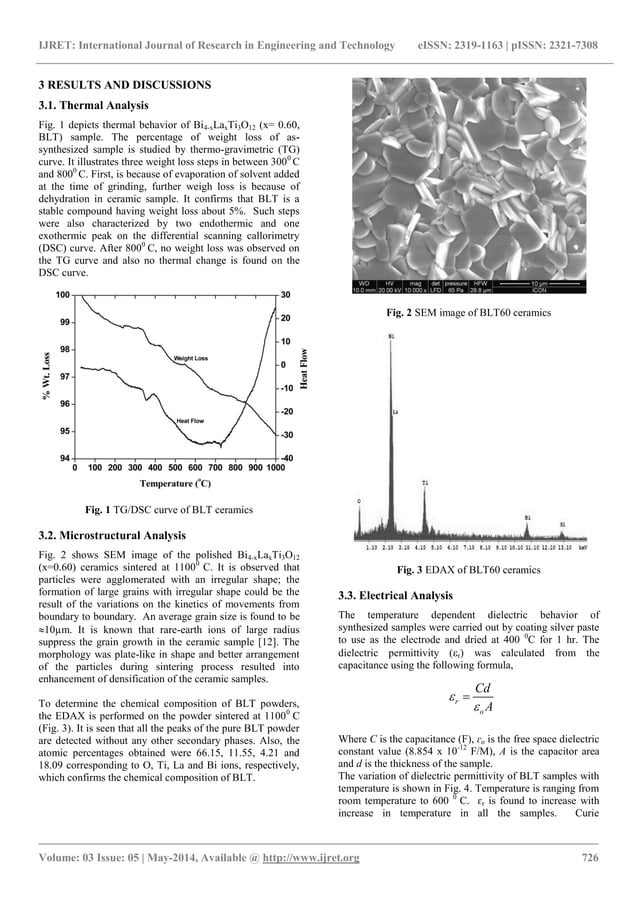 Thermal Microstructure And Dielectric Behavior Of La Modified Bismuth