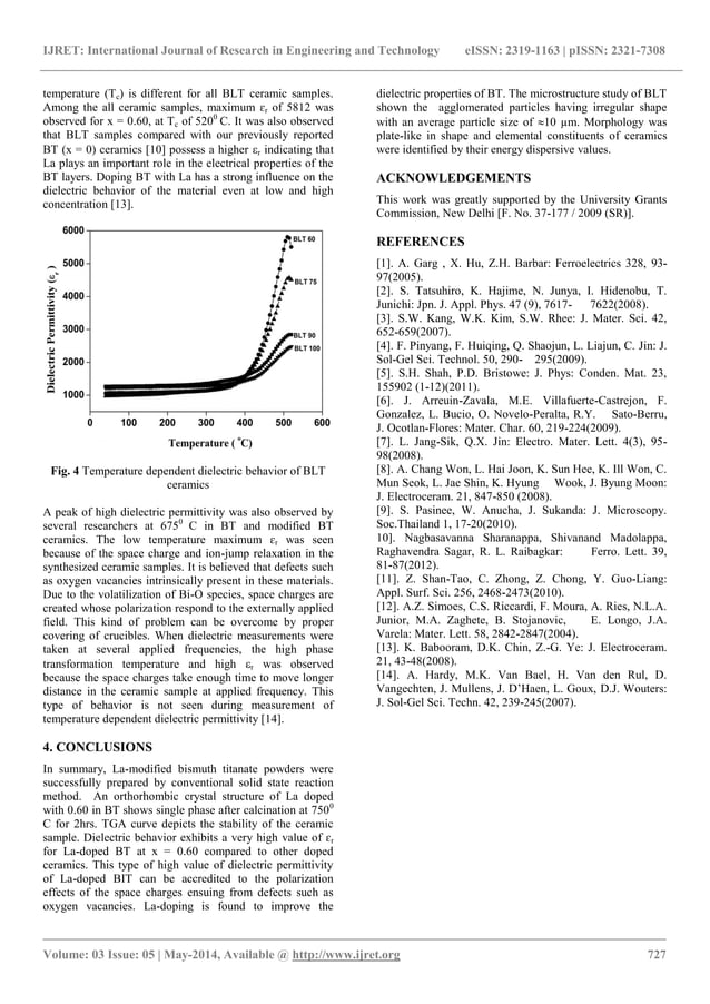 Thermal Microstructure And Dielectric Behavior Of La Modified Bismuth Titanate Ceramic Pdf