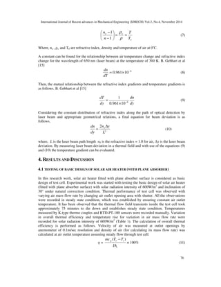 THERMAL PERFORMANCE TESTING OF A FLAT PLATE SOLAR AIR HEATER USING ...