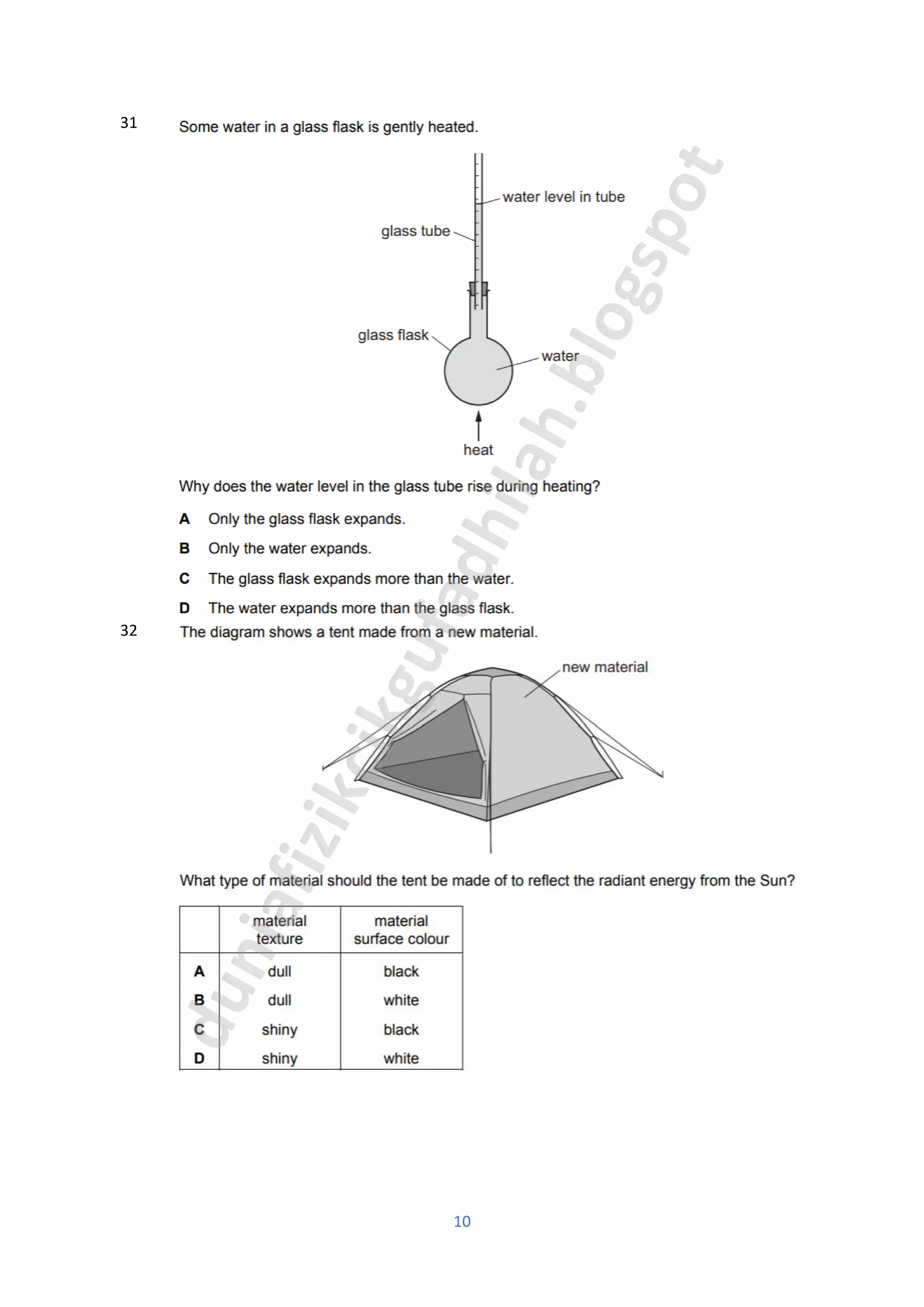 PAST YEAR IGCSE (P2-MCQ) | THERMAL PHYSICS | PDF