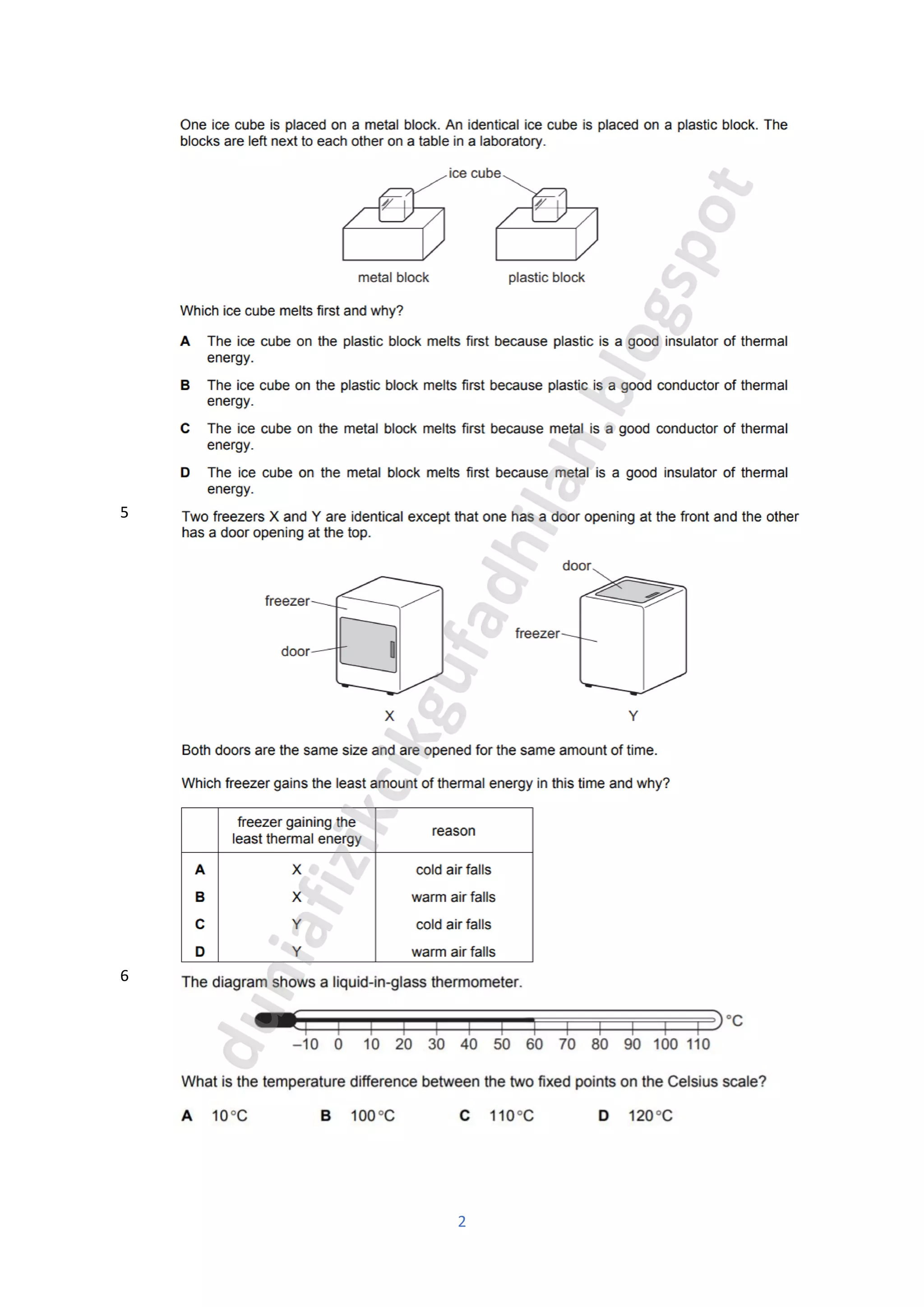 PAST YEAR IGCSE (P2-MCQ) | THERMAL PHYSICS | PDF