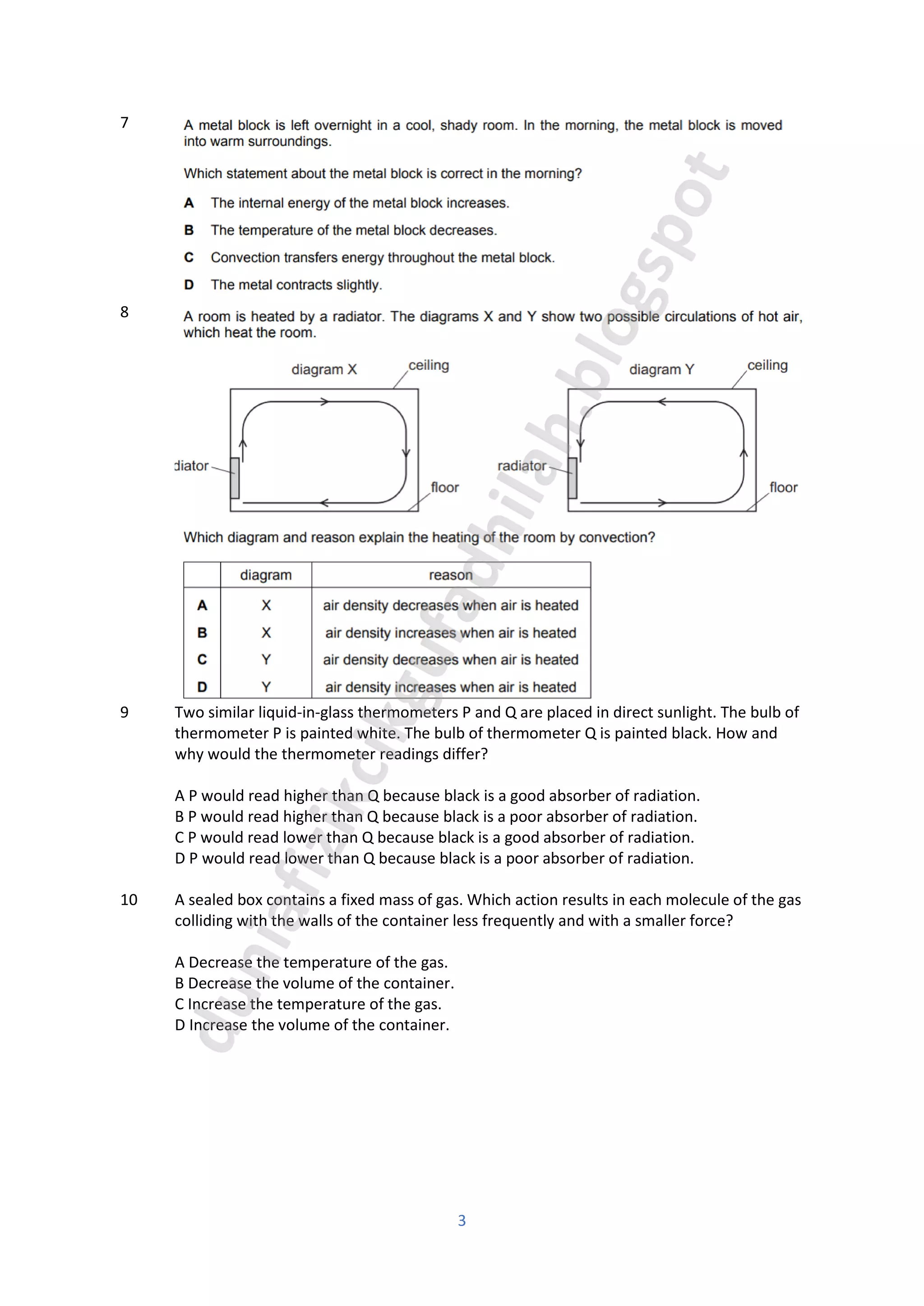 PAST YEAR IGCSE (P2-MCQ) | THERMAL PHYSICS | PDF