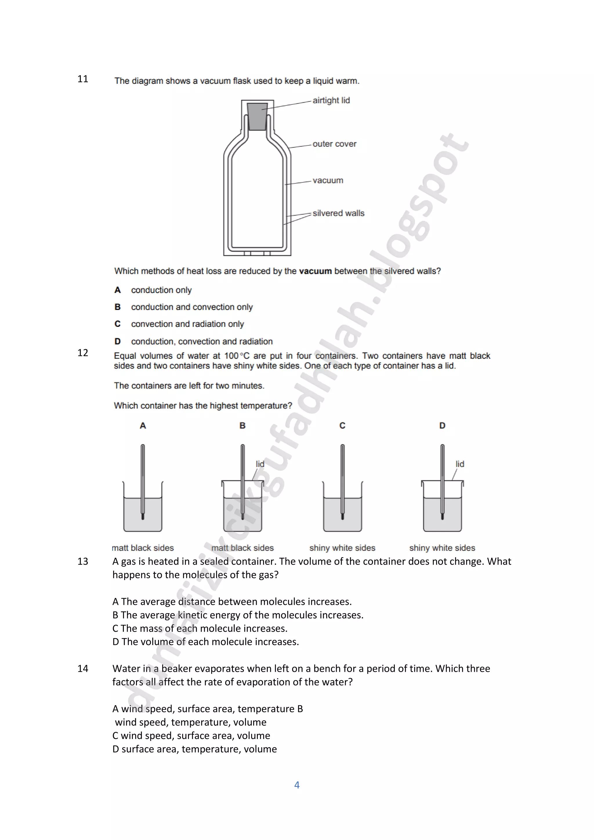 PAST YEAR IGCSE (P2-MCQ) | THERMAL PHYSICS | PDF