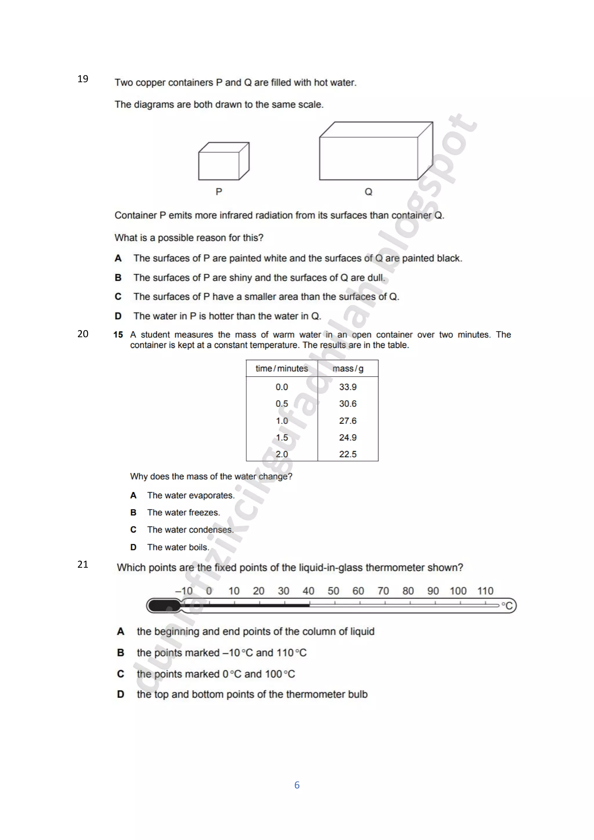 PAST YEAR IGCSE (P2-MCQ) | THERMAL PHYSICS | PDF