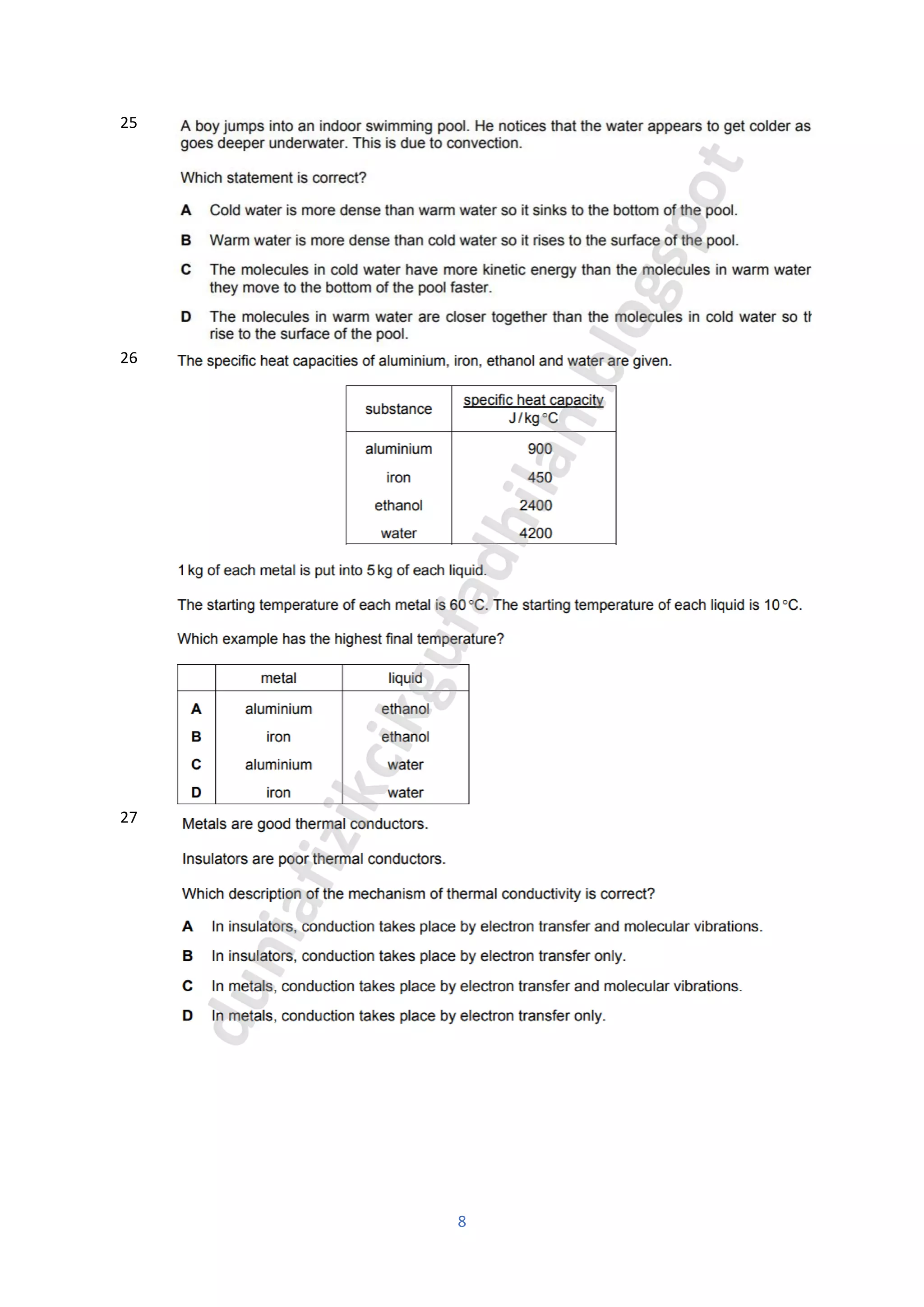 PAST YEAR IGCSE (P2-MCQ) | THERMAL PHYSICS | PDF