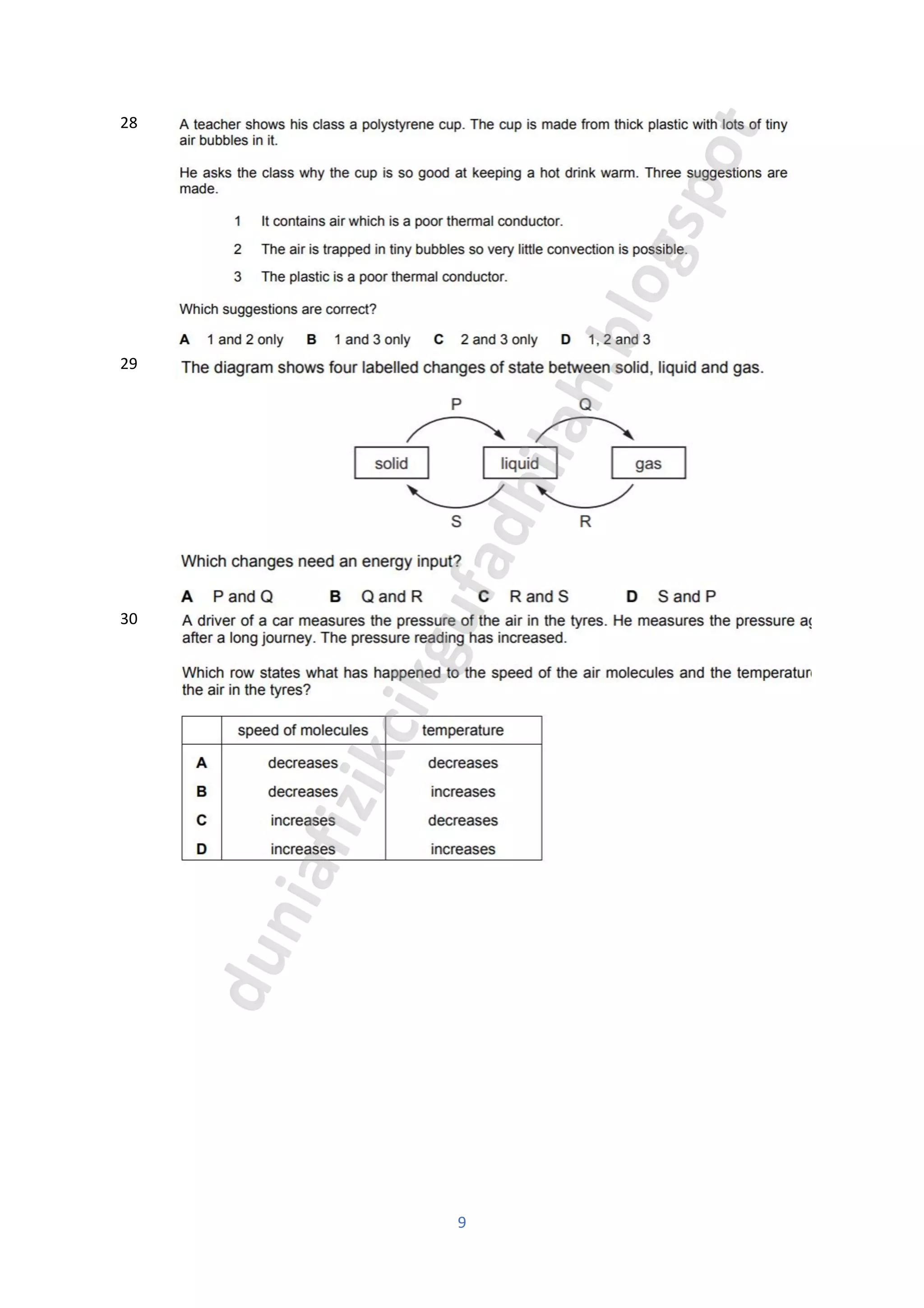 PAST YEAR IGCSE (P2-MCQ) | THERMAL PHYSICS | PDF