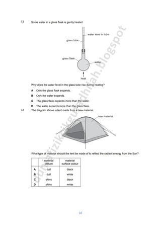 PAST YEAR IGCSE (P2-MCQ) | THERMAL PHYSICS | PDF