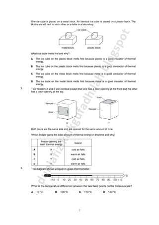 PAST YEAR IGCSE (P2-MCQ) | THERMAL PHYSICS | PDF
