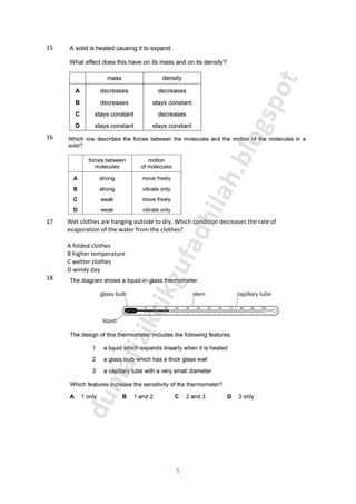 PAST YEAR IGCSE (P2-MCQ) | THERMAL PHYSICS | PDF