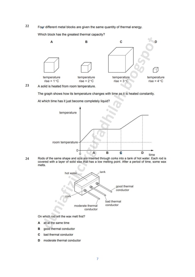 PAST YEAR IGCSE (P2-MCQ) | THERMAL PHYSICS | PDF | Chemistry | Science