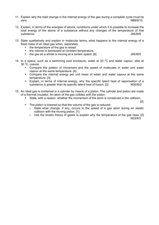 Thermal Physics qualitative questions | PDF