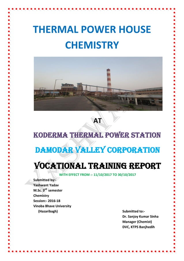 Thermal power house chemistry at DVC BANJHEDIH, KODERMA, JHARKHAND by ...