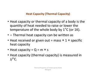 Thermal properties of matter by shaila mengane | PDF | Chemistry | Science
