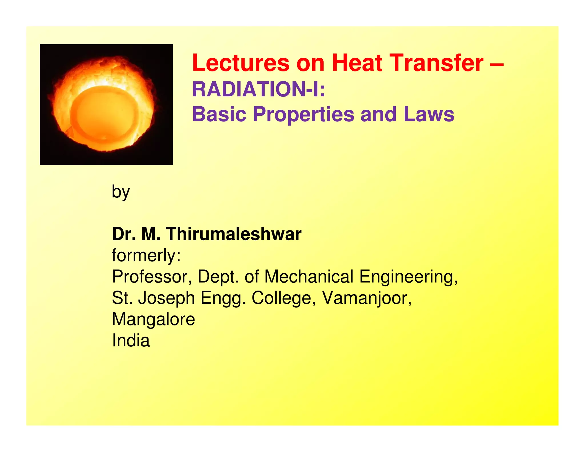 Thermal Radiation-I - Basic properties and Laws | PDF