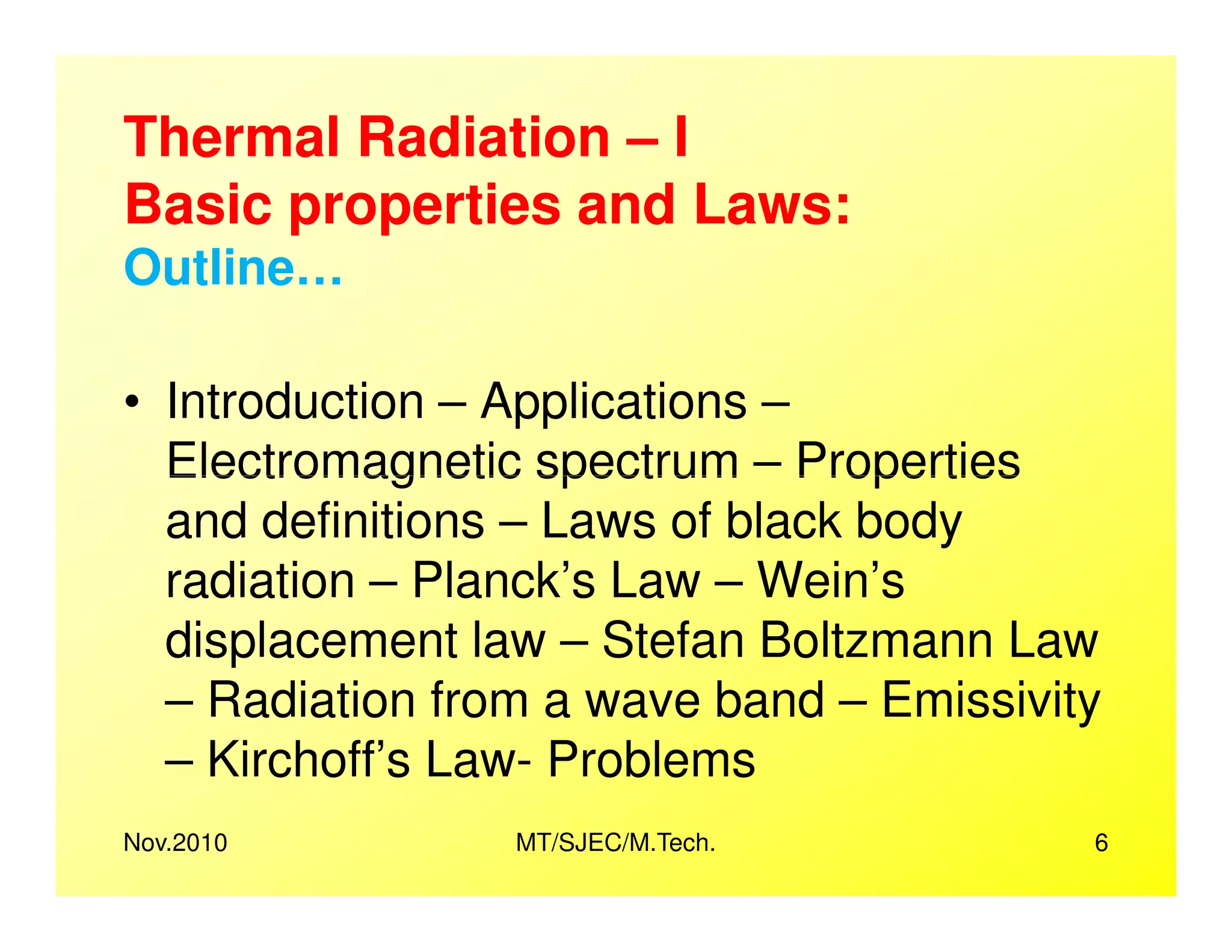 Thermal Radiation-I - Basic properties and Laws | PDF