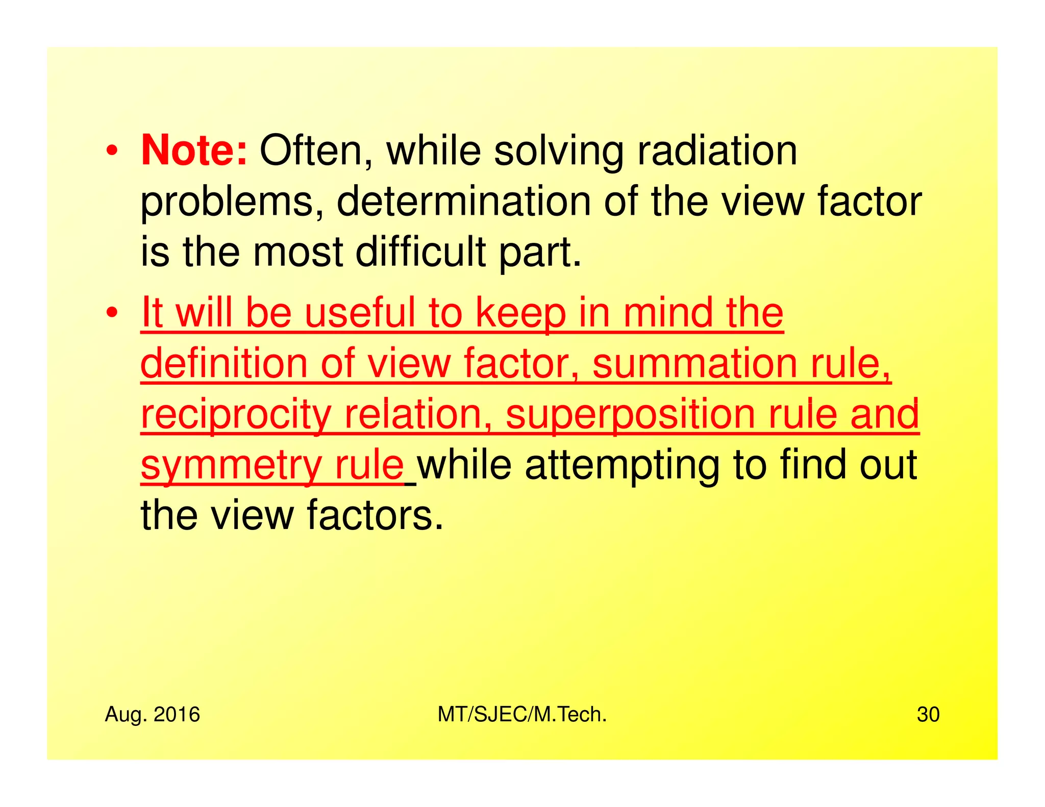 Thermal Radiation-II- View factors and Radiation energy exchange ...