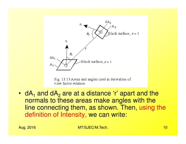 Thermal Radiation-II- View factors and Radiation energy exchange ...