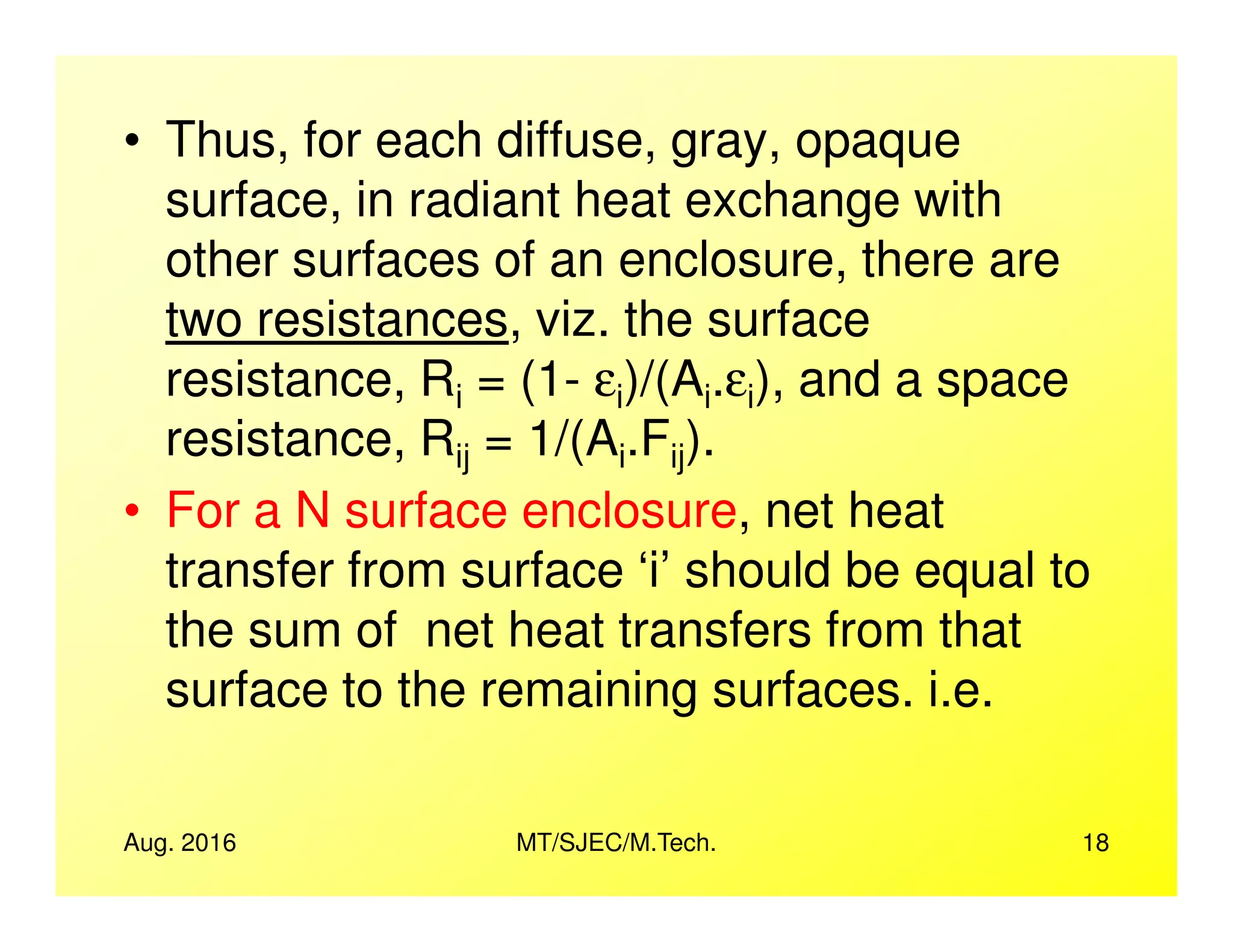 Thermal Radiation - III- Radn. energy exchange between gray surfaces | PDF