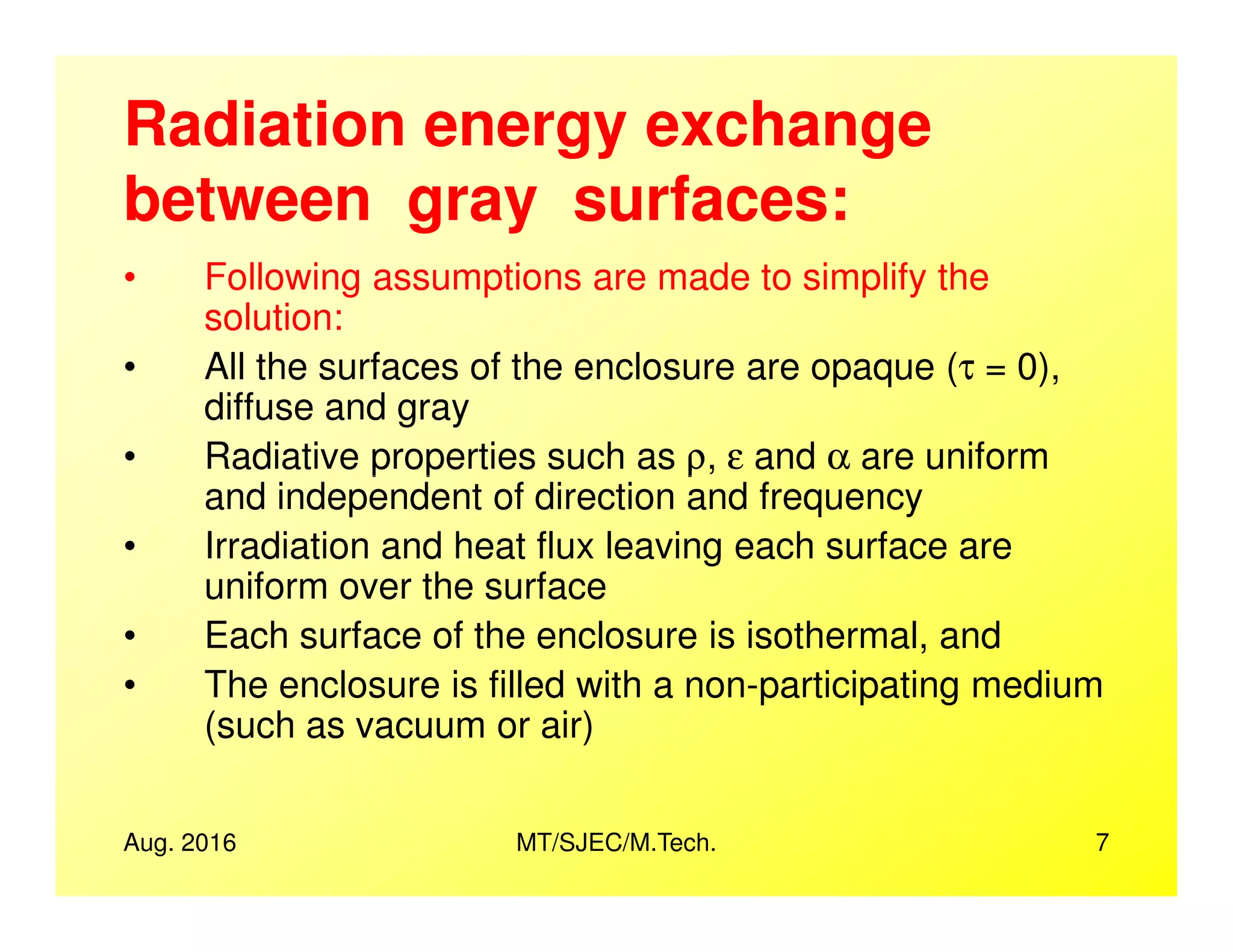 Thermal Radiation - III- Radn. energy exchange between gray surfaces | PDF