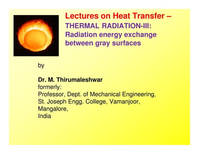 Thermal Radiation - III- Radn. energy exchange between gray surfaces | PDF