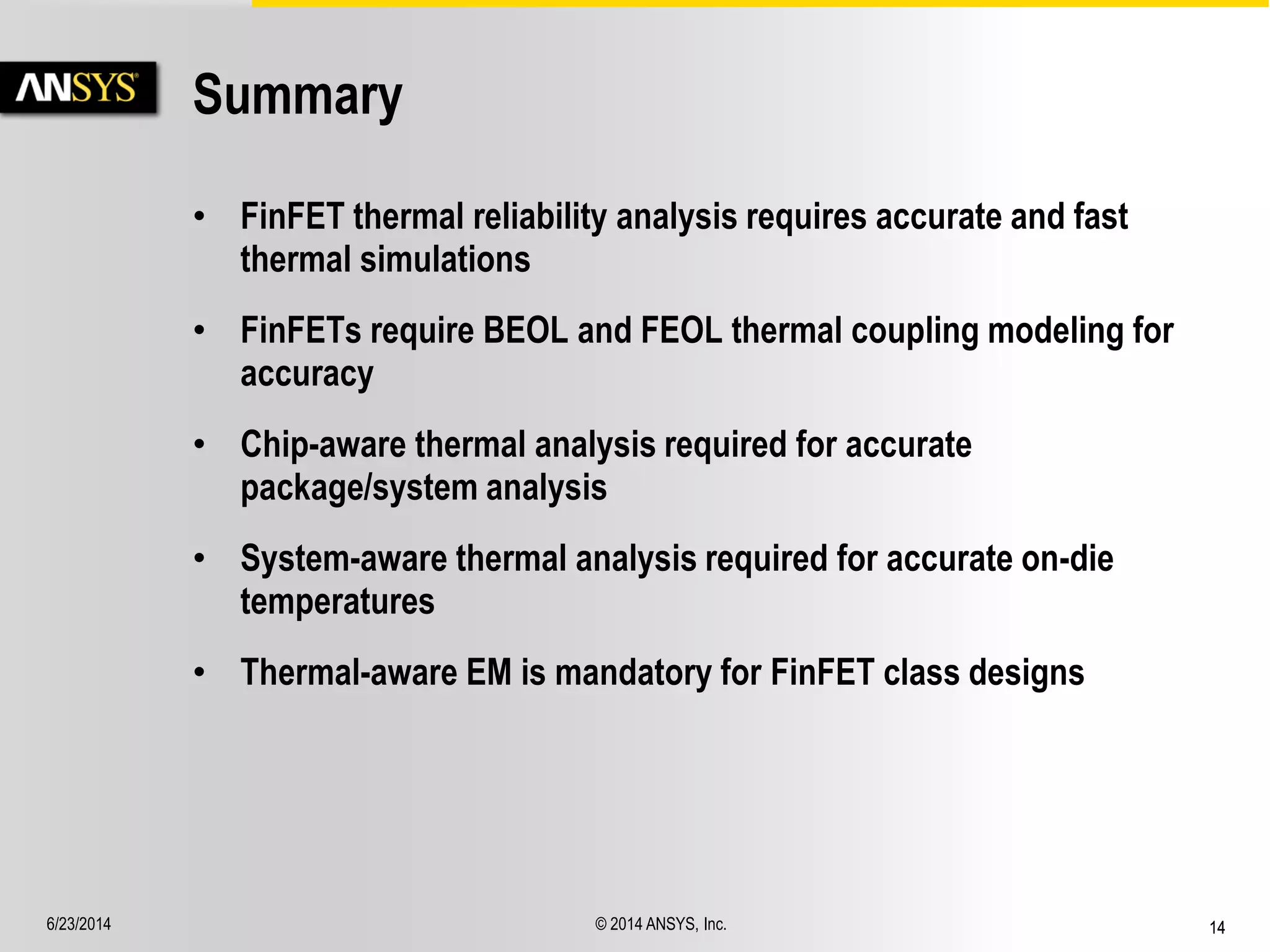 Thermal Reliability for FinFET based Designs | PDF