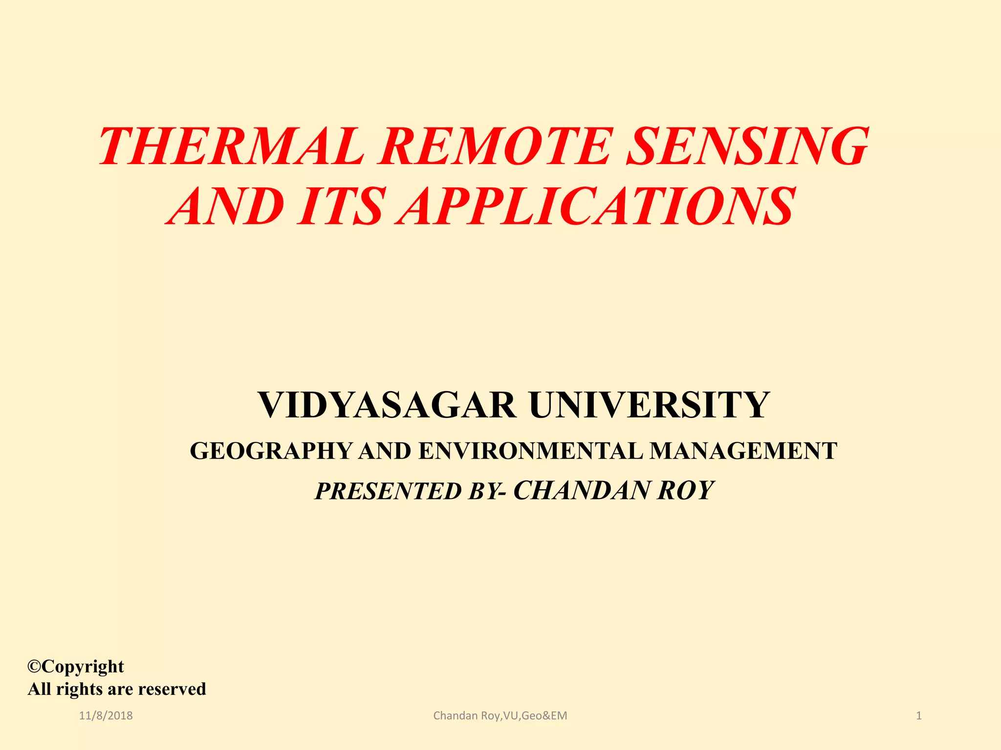 Thermal remote sensing and its applications | PDF