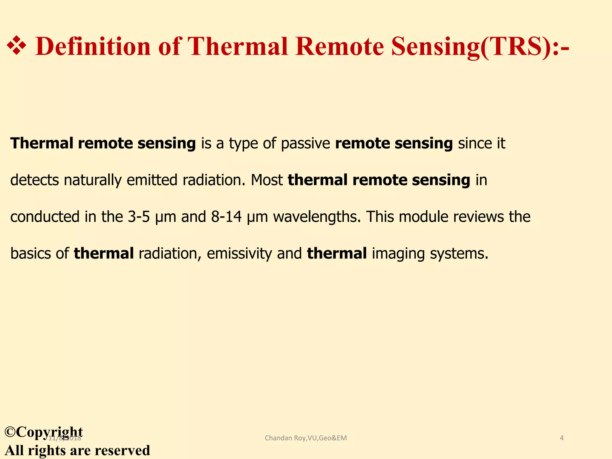 Thermal remote sensing and its applications | PDF