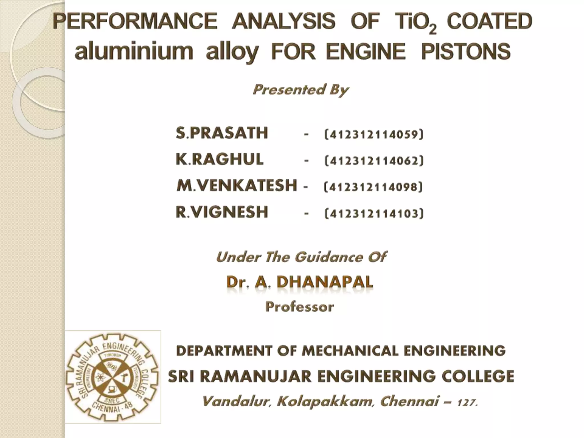 THERMAL SPRAY (TiO2) COATING - For Automobile Engine Pistons | PPTX ...