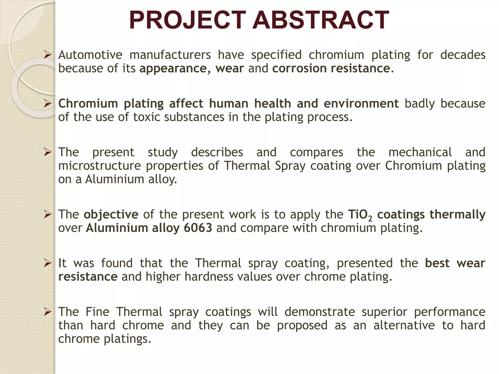 THERMAL SPRAY (TiO2) COATING - For Automobile Engine Pistons | PPTX ...