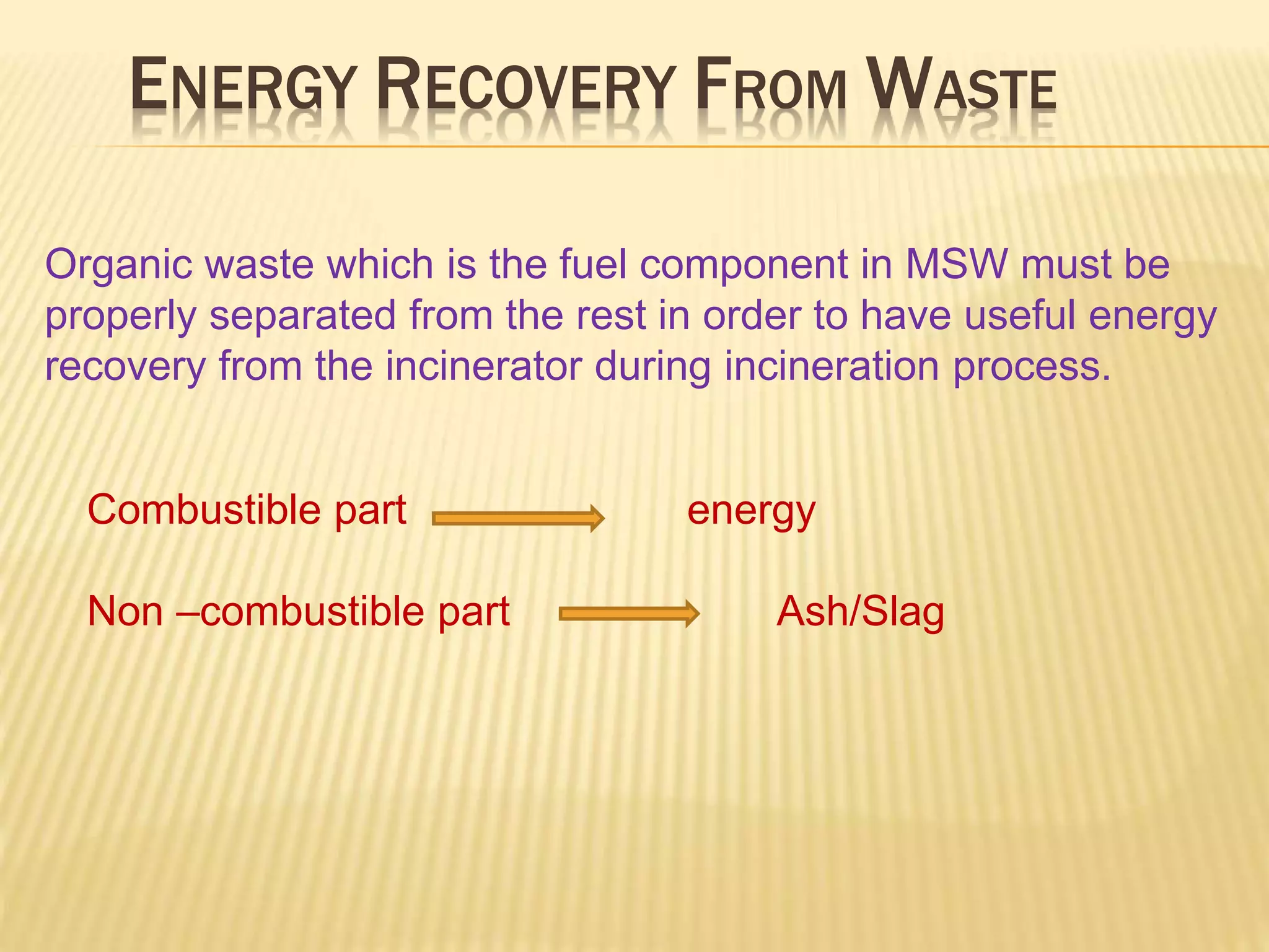 Thermal treatment of msw and energy recovery | PPT